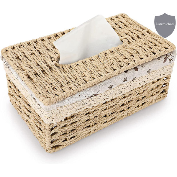 August Grove® Woven Rectangular Tissue Box Cover - Decorative Natural ...
