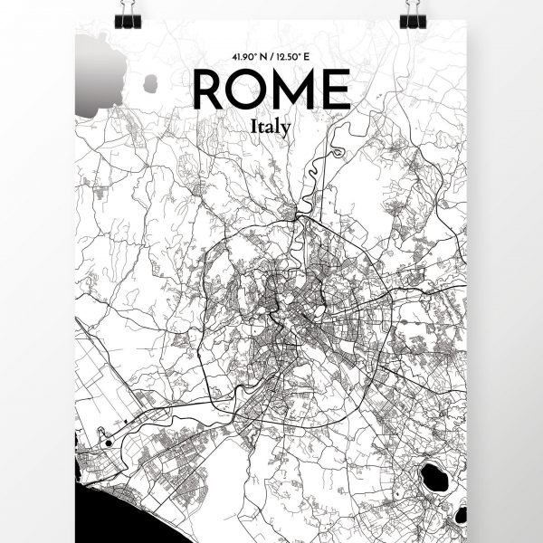 OurPoster.com 'Rome City Map' Graphic Art Print Poster in Ink | Wayfair