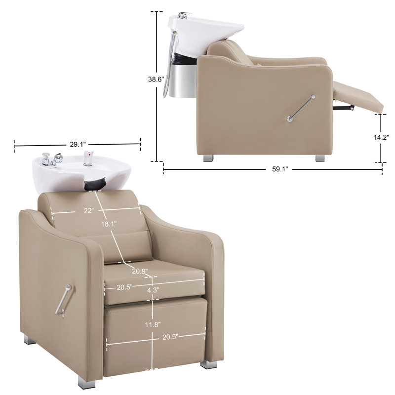 Latitude Run® Backwash Shampoo Station Chair, Adjustable Ceramic Hair ...
