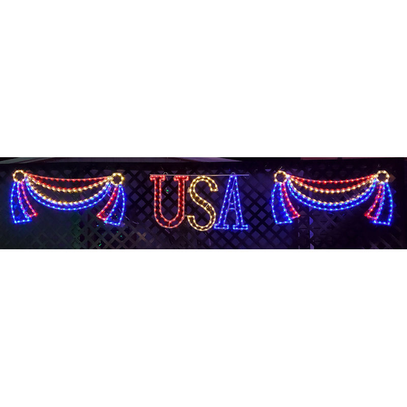 Lori's Lighted D'Lites Hanging USA Letter Sign with Red, White, and ...