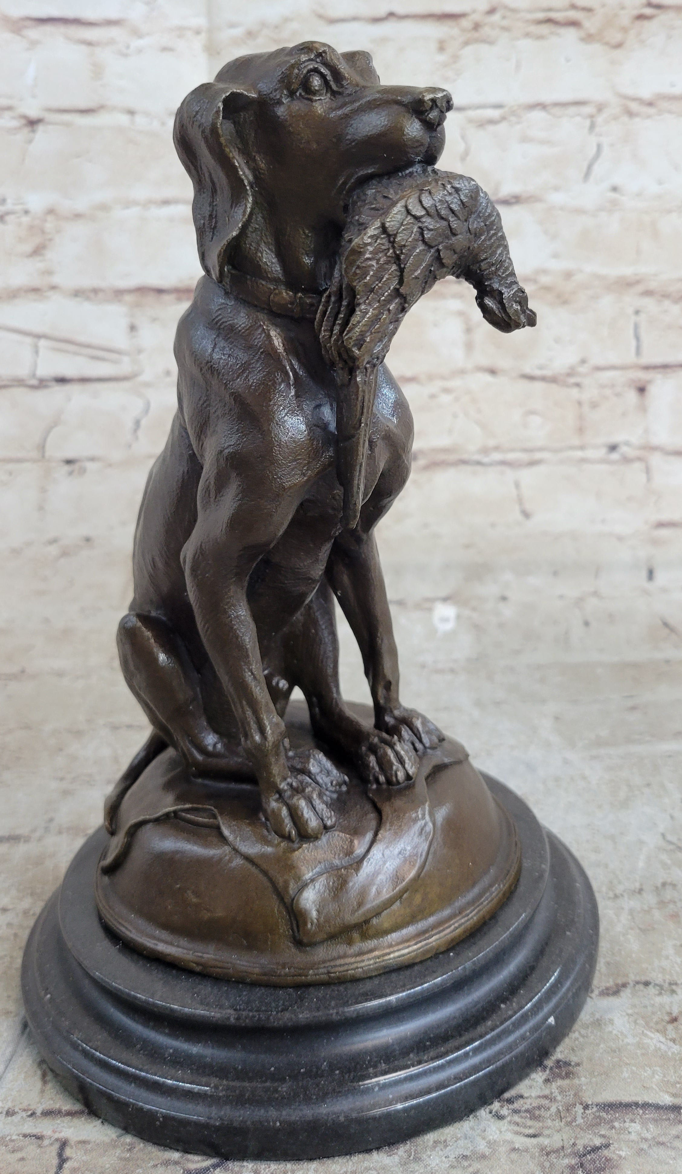 Red Barrel Studio® Moigniez Labrador Hunting Dog Duck Bronze Figurine ...