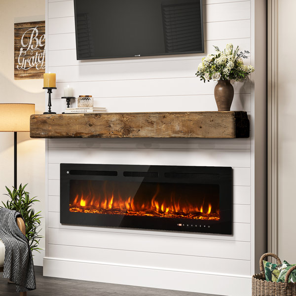 Symple Stuff Smart Wifi Electric Fireplace, Recessed Wall Mounted ...