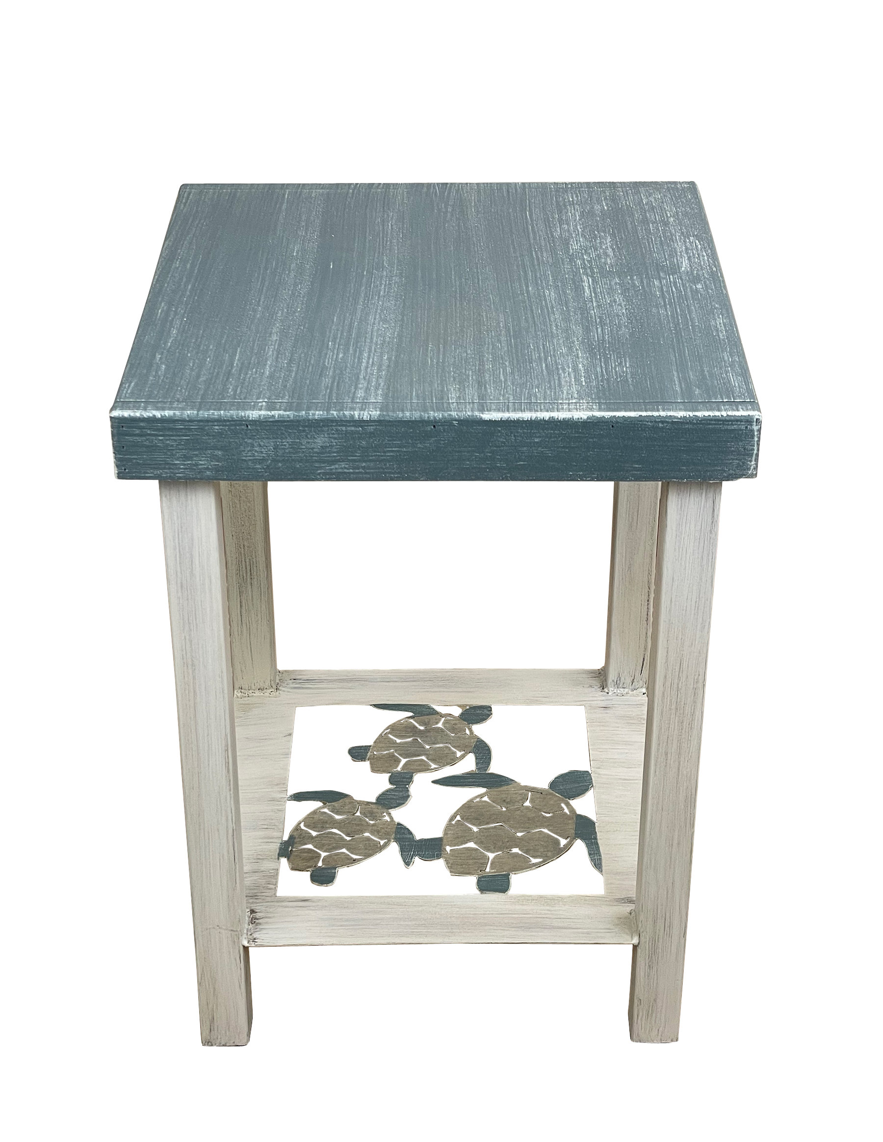 Bay Isle Home™ 17" Square Iron End Table W/ Swimming Turtles Accent And ...