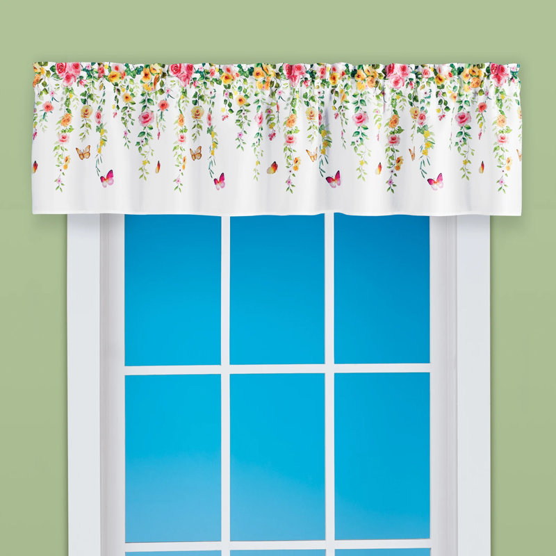 Ophelia & Co. Colorful Rose Trailing Vine Window Valance | Wayfair