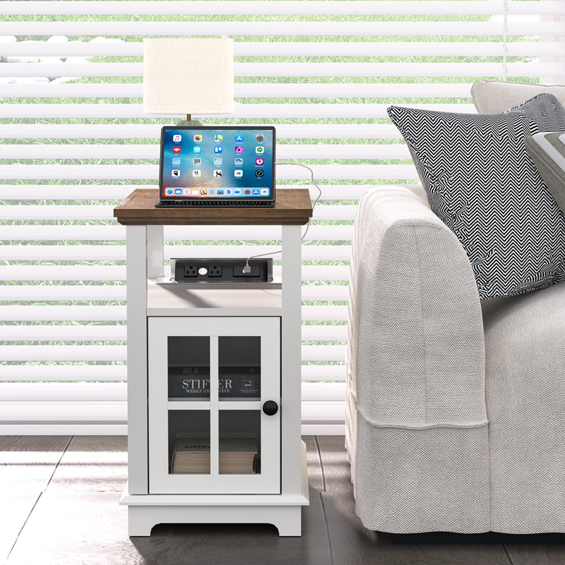 Red Barrel Studio® Boxley Tray Top End Table and Built-In Outlets ...