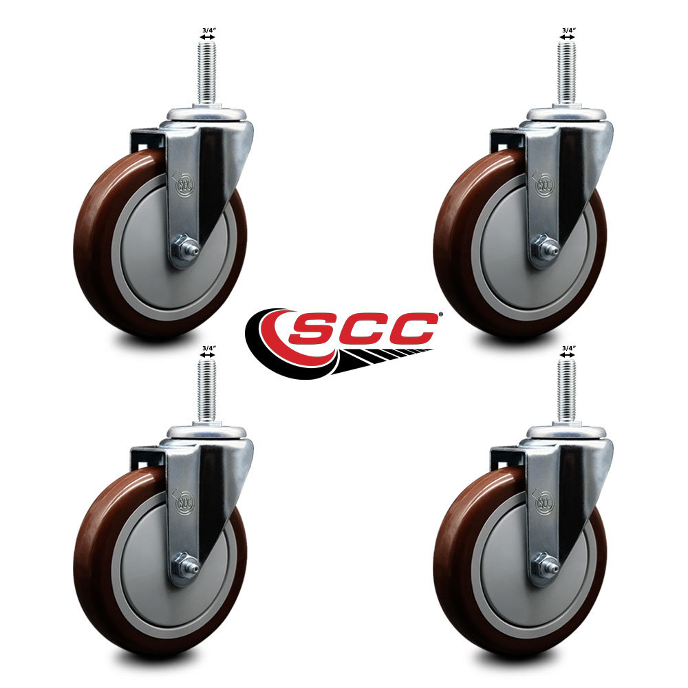 Service Caster Poly Wheel Swivel 3/4 Inch Threaded Stem Caster Set 2 ...