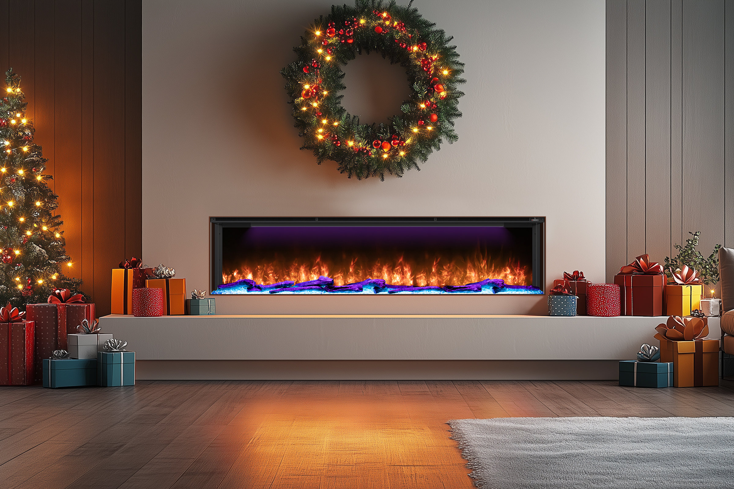 Symple Stuff Rupendra 3 Sided Electric Fireplace, Smart Wi-Fi app ...