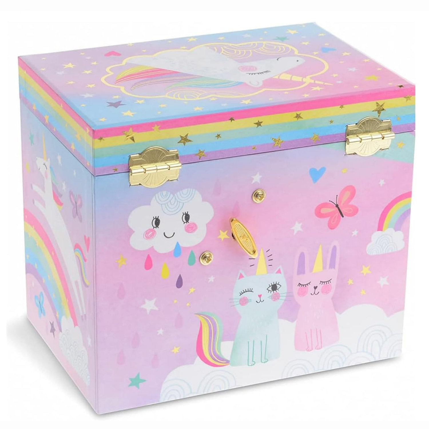 Trinx 2-Drawer Music Box with Spinning Unicorn | Wayfair