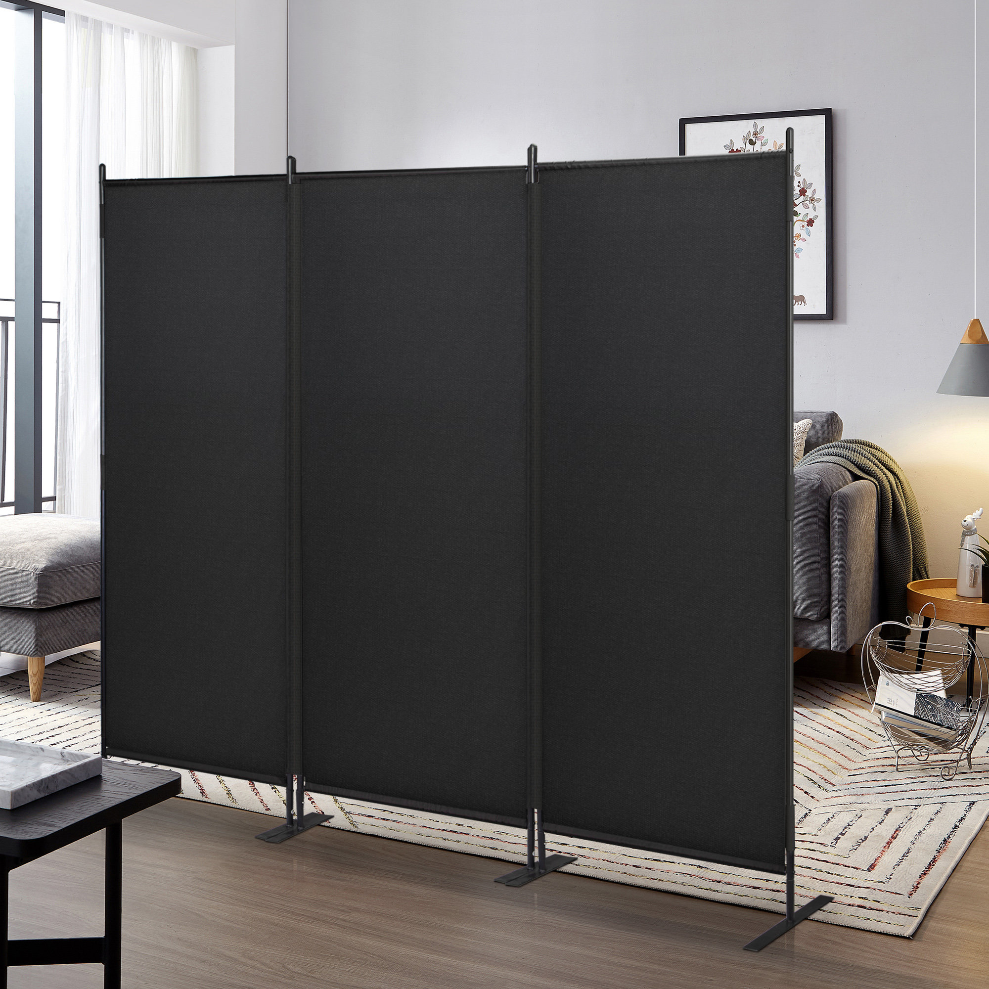 Ebern Designs 88"W X 73"H 3-Panel Folding Room Divider, Folding Privacy ...