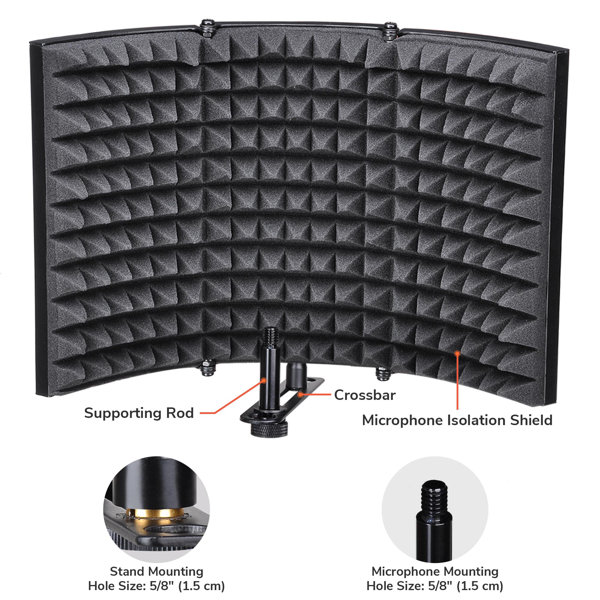 Yescom Studio Microphone Isolation Shield Acoustic Foam Panel ...
