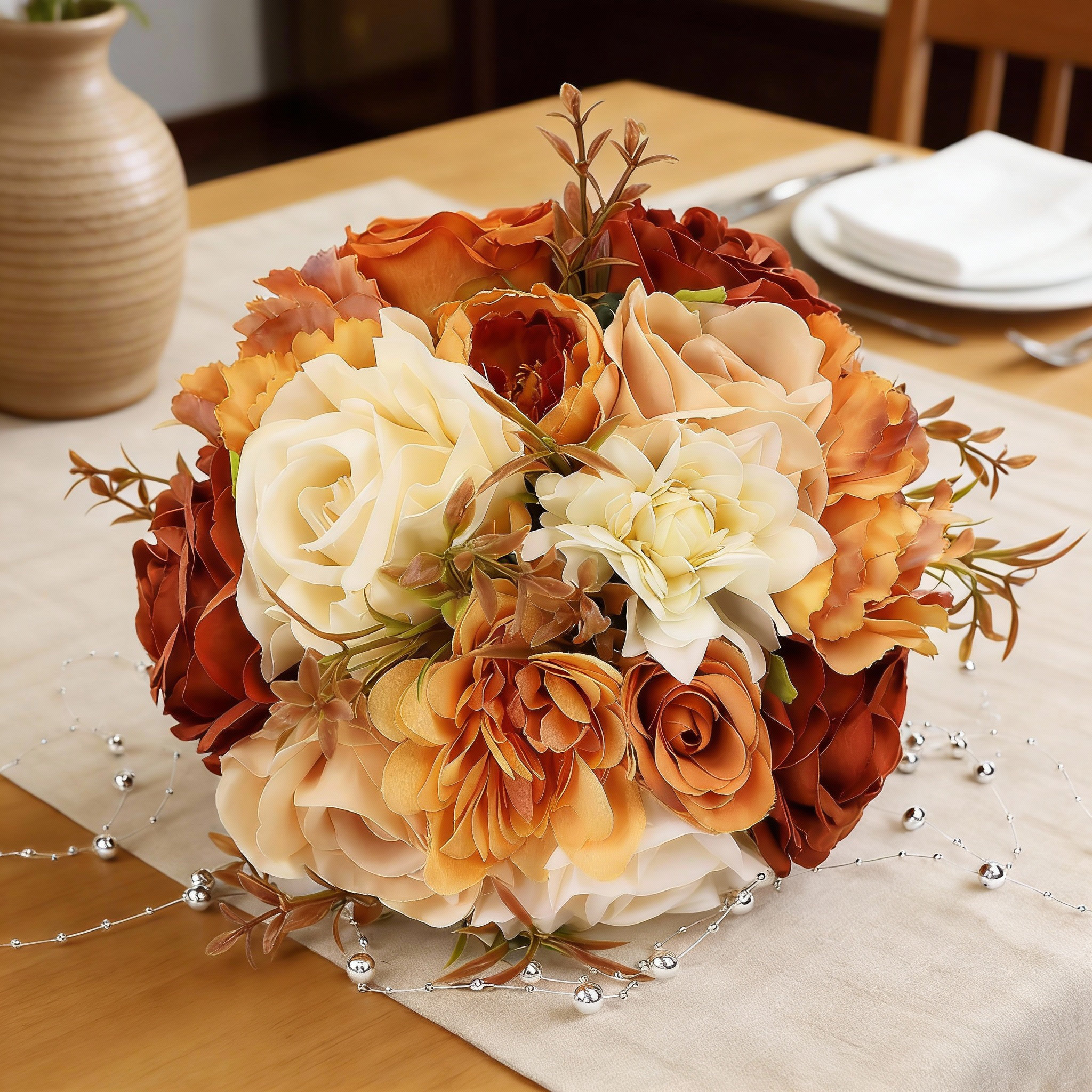 One Carter Corner Store 8.5" Burnt Orange Artificial Rose Bridal ...