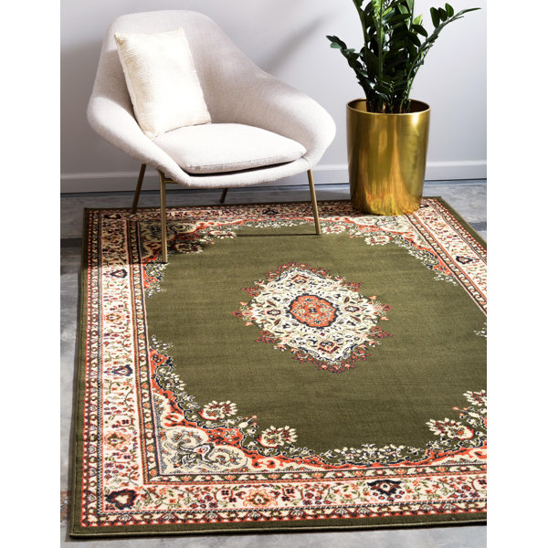 World Menagerie Balthrop Floral Green Area Rug & Reviews | Wayfair