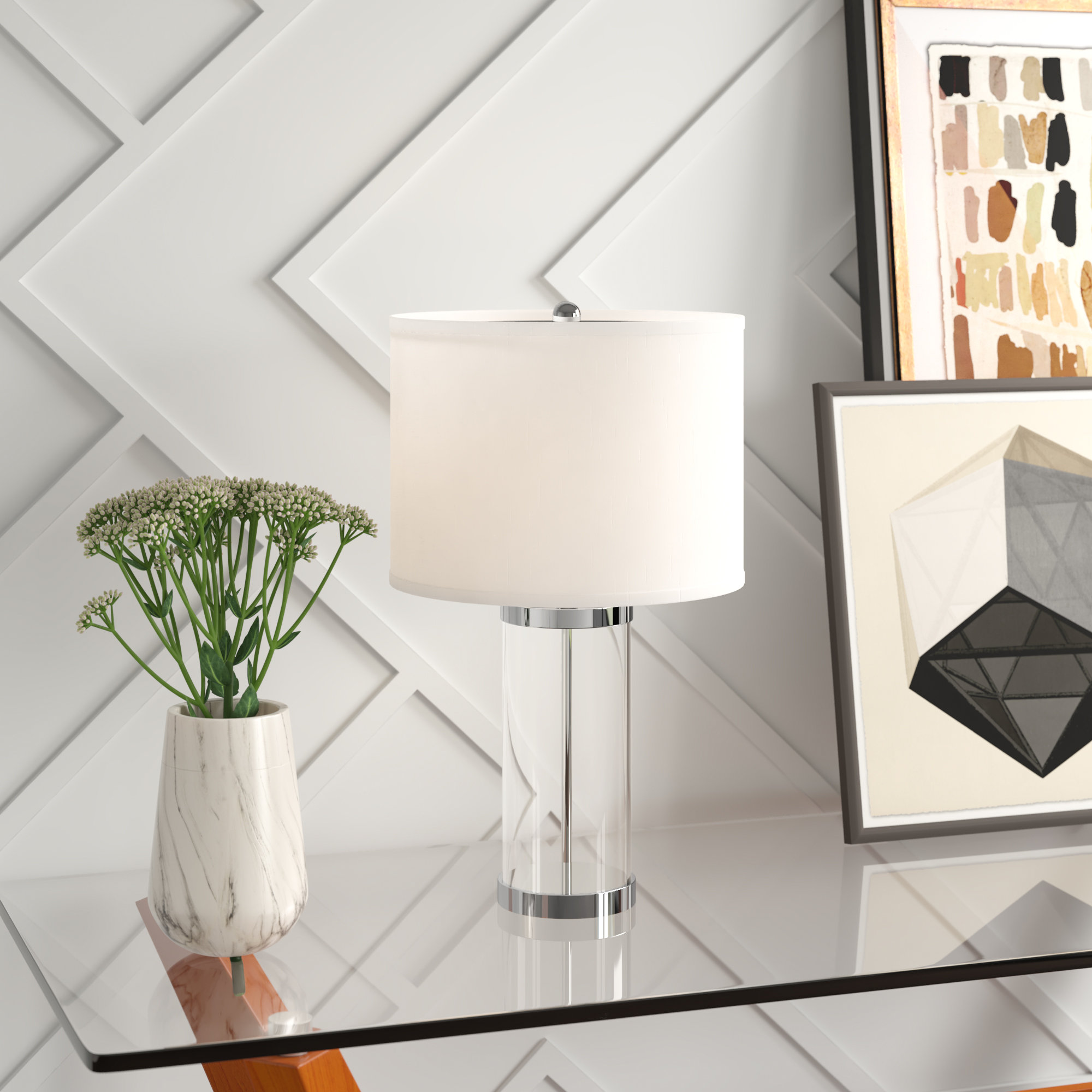 Latitude Run® St Andrews 25" Clear/Silver Table Lamp Set & Reviews ...