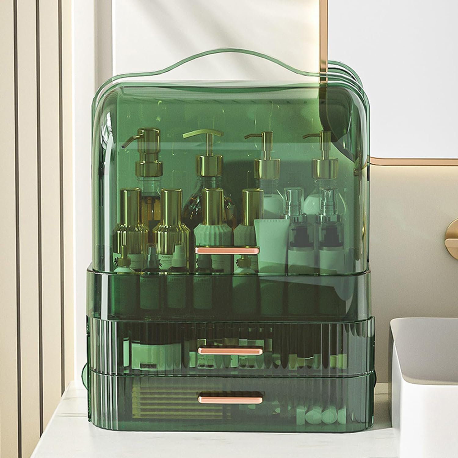 Rebrilliant Cosmetics Storage Box Transparent Lid Large Makeup ...