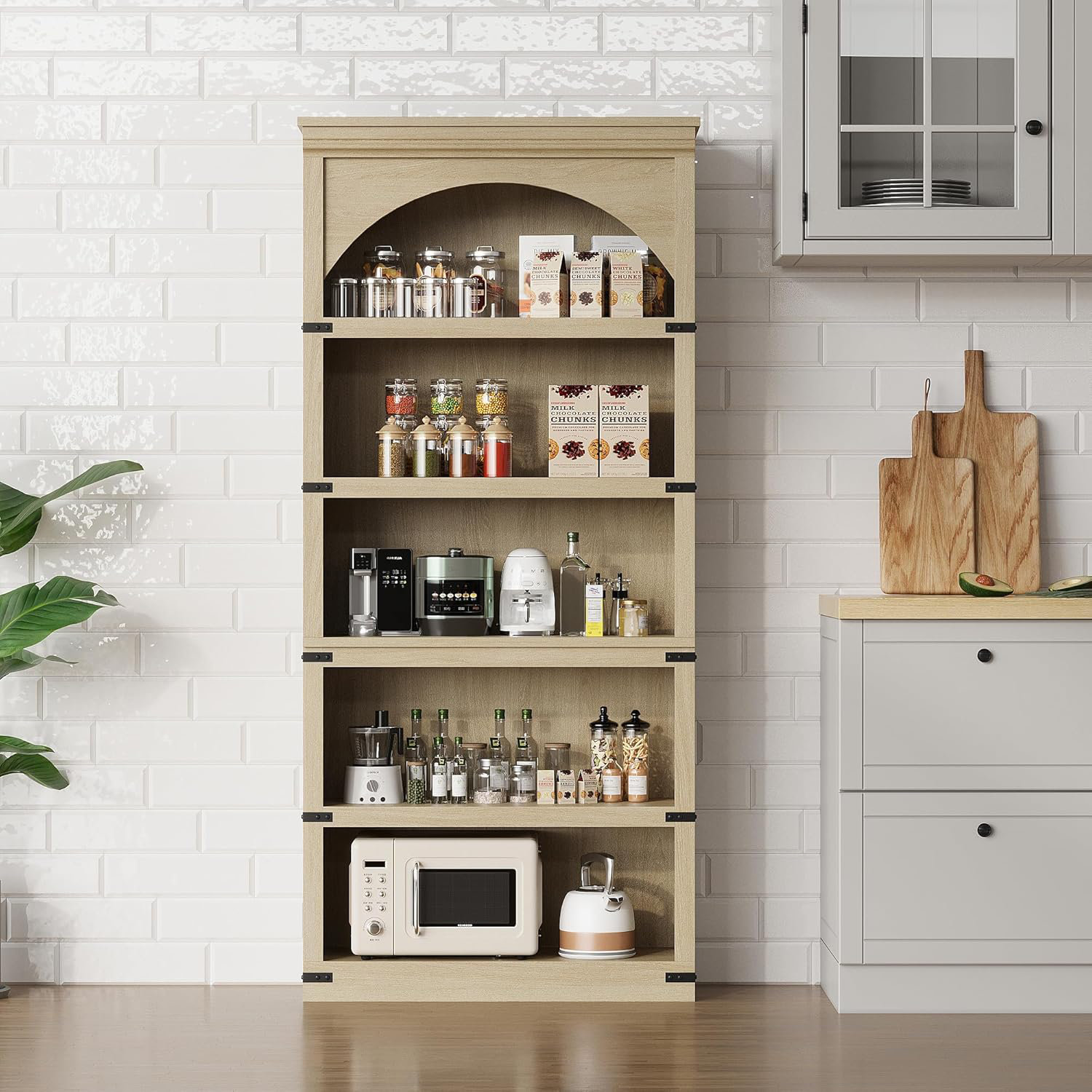 August Grove Arched Bookcase 5 Shelf Bookshelf 68.7" Tall Bookcase ...