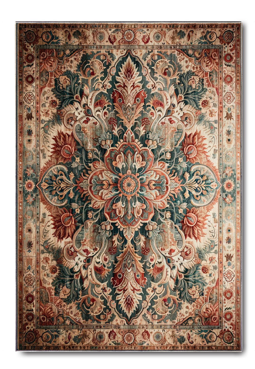 Rugpera Doma Orange Moroccan Digital Print High Quality Cotton Chenille ...