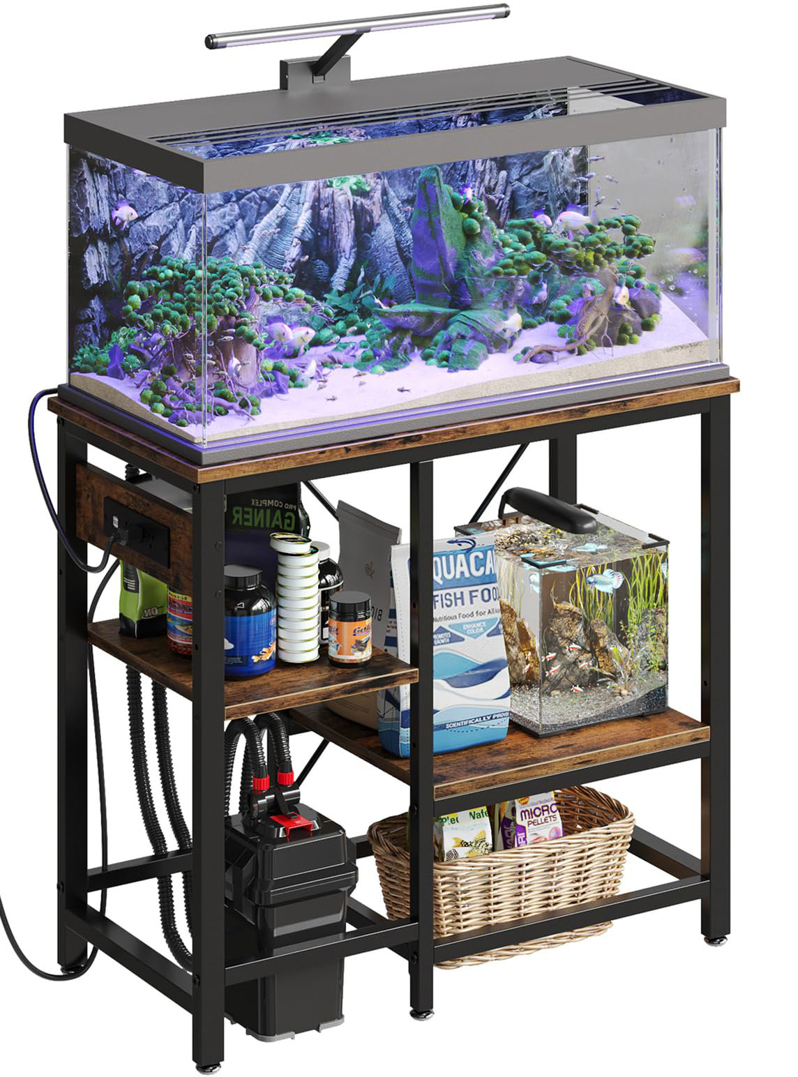 17 Stories 20-29-37 Gallon Fish Tank Stand With Power Outlet, 30X13 ...
