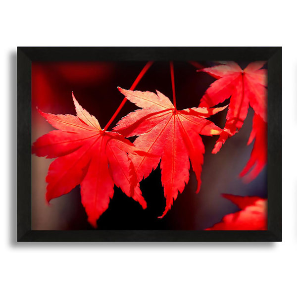 Ebern Designs Winter Red Leaves - Print on Canvas | Wayfair.co.uk
