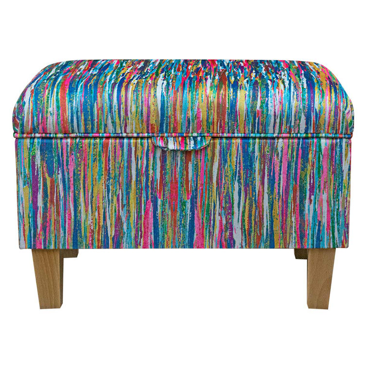 Beaumont 50cm Wide Rectangle Striped Footstool Ottoman with Storage ...