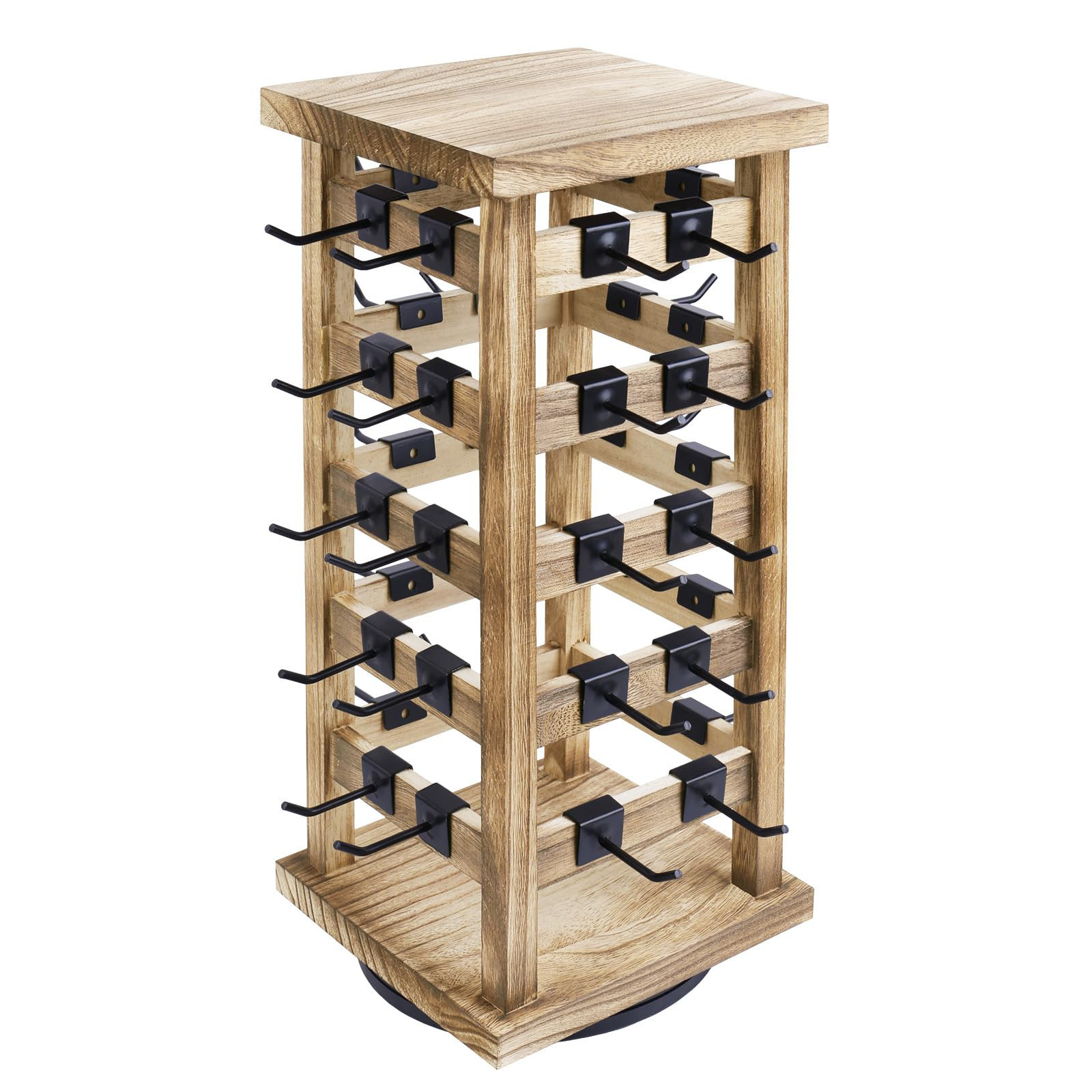Gracie Oaks Wood Rotating Jewelry Display, Removable 42 Hooks Earring ...