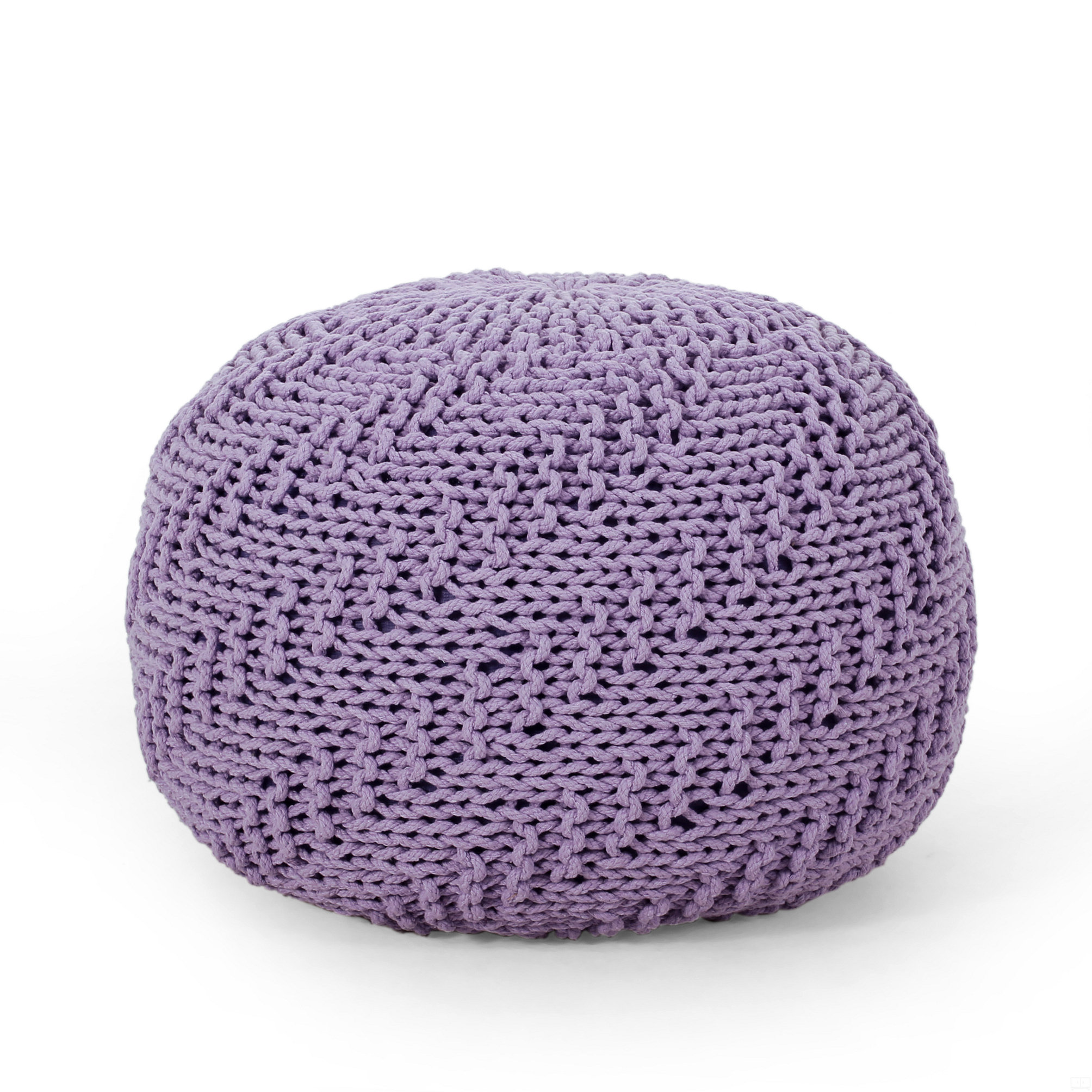Dakota Fields Knitted Cotton Round Pouf | Wayfair