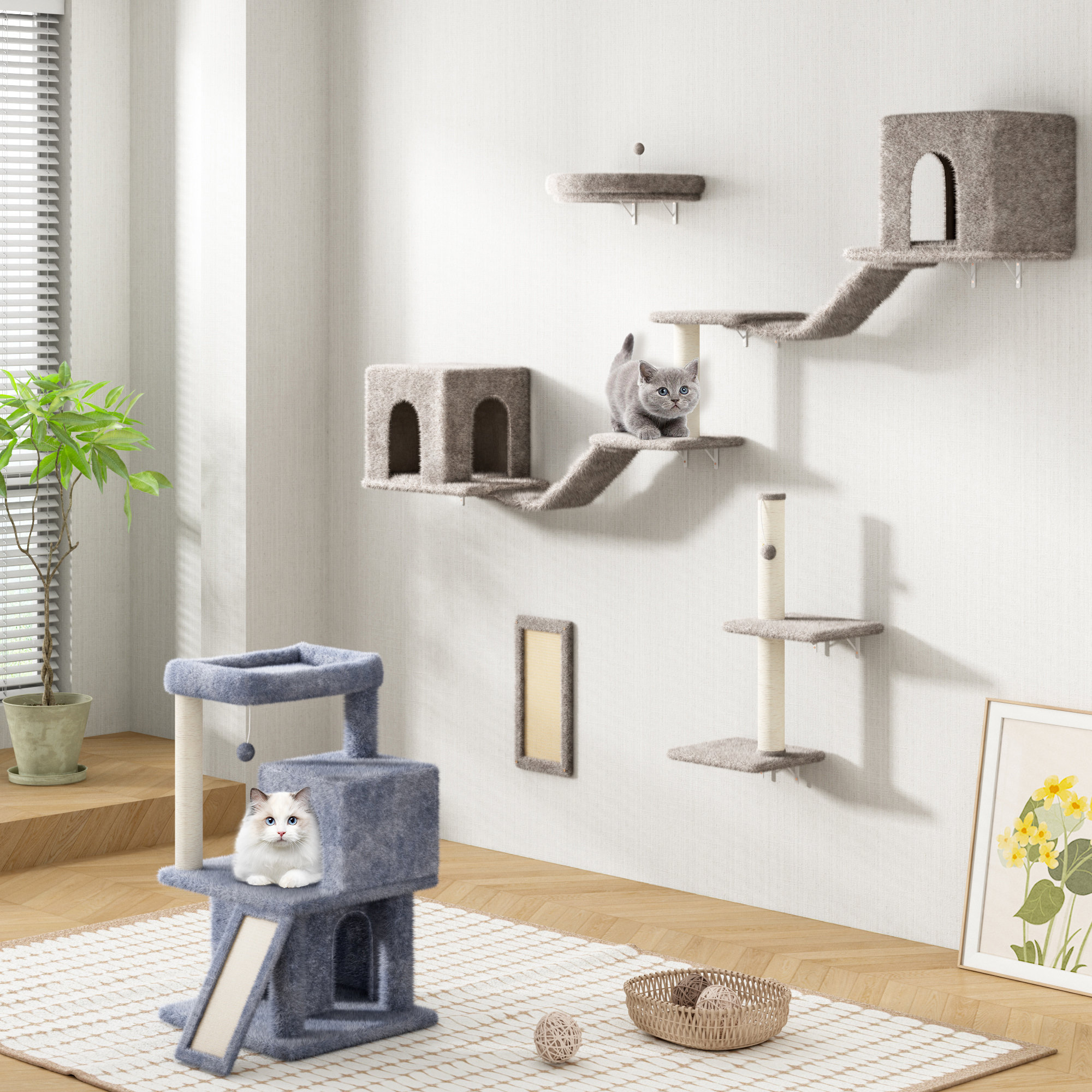 Tucker Murphy Pet™ Denicia 7Pcs Cat Tree Shelf, Condo | Wayfair