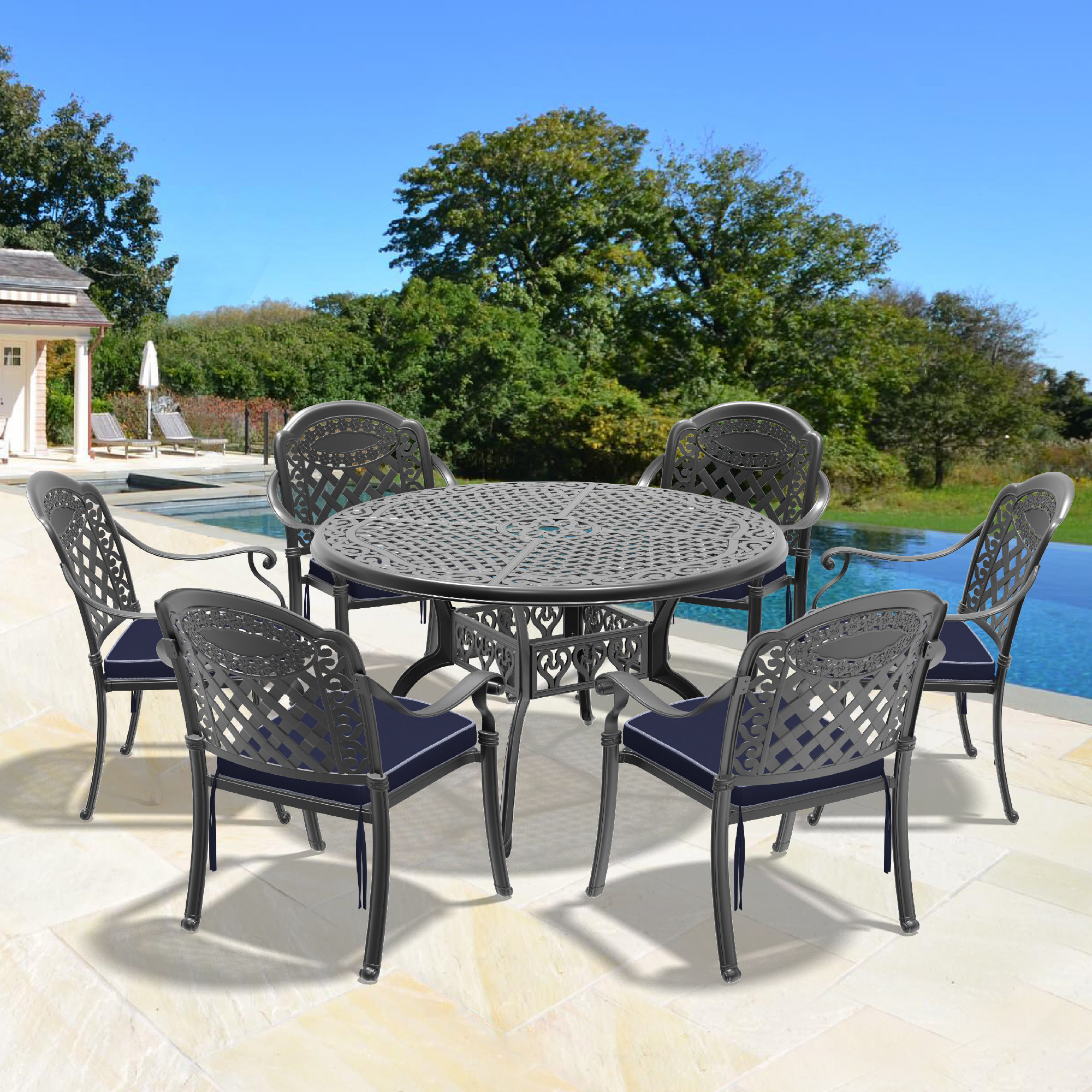 World Menagerie Haverville 48.03 -inch Round Table Cast Aluminum ...