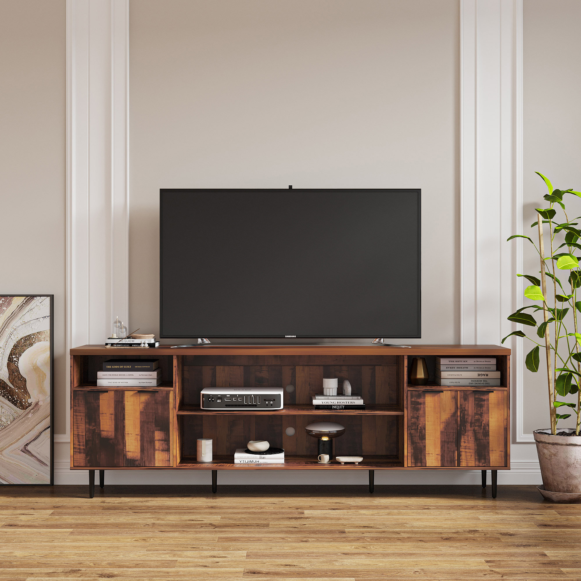 Loon Peak® 85.21'' Media Console TV Stand Wood Entertainment Center Console Table | Wayfair