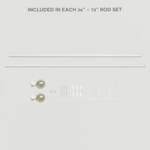 Mercer41 Azilee Exclusive Home Silver Aged Sphere 1" Curtain Rod and ...