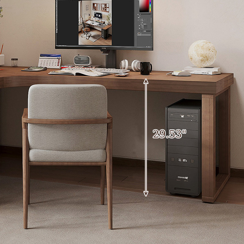 Furnire Lewi Tan Rectangular Solid Wood desks | Wayfair