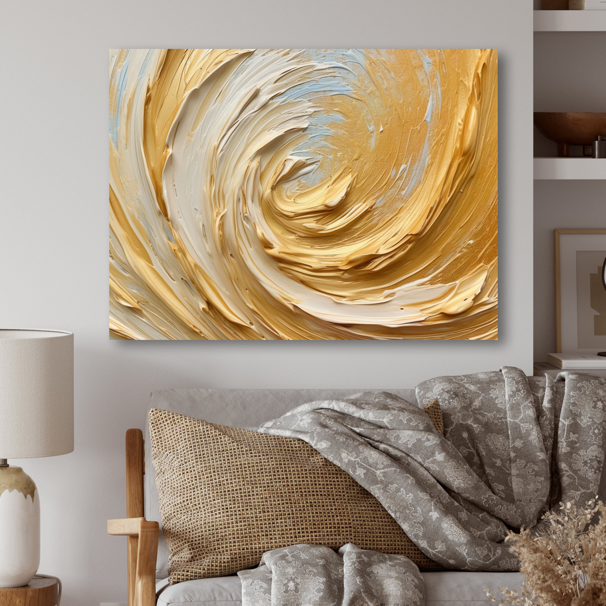 Ivy Bronx Gold Cream Infinite Swirls II - Abstract Spirals Print on ...