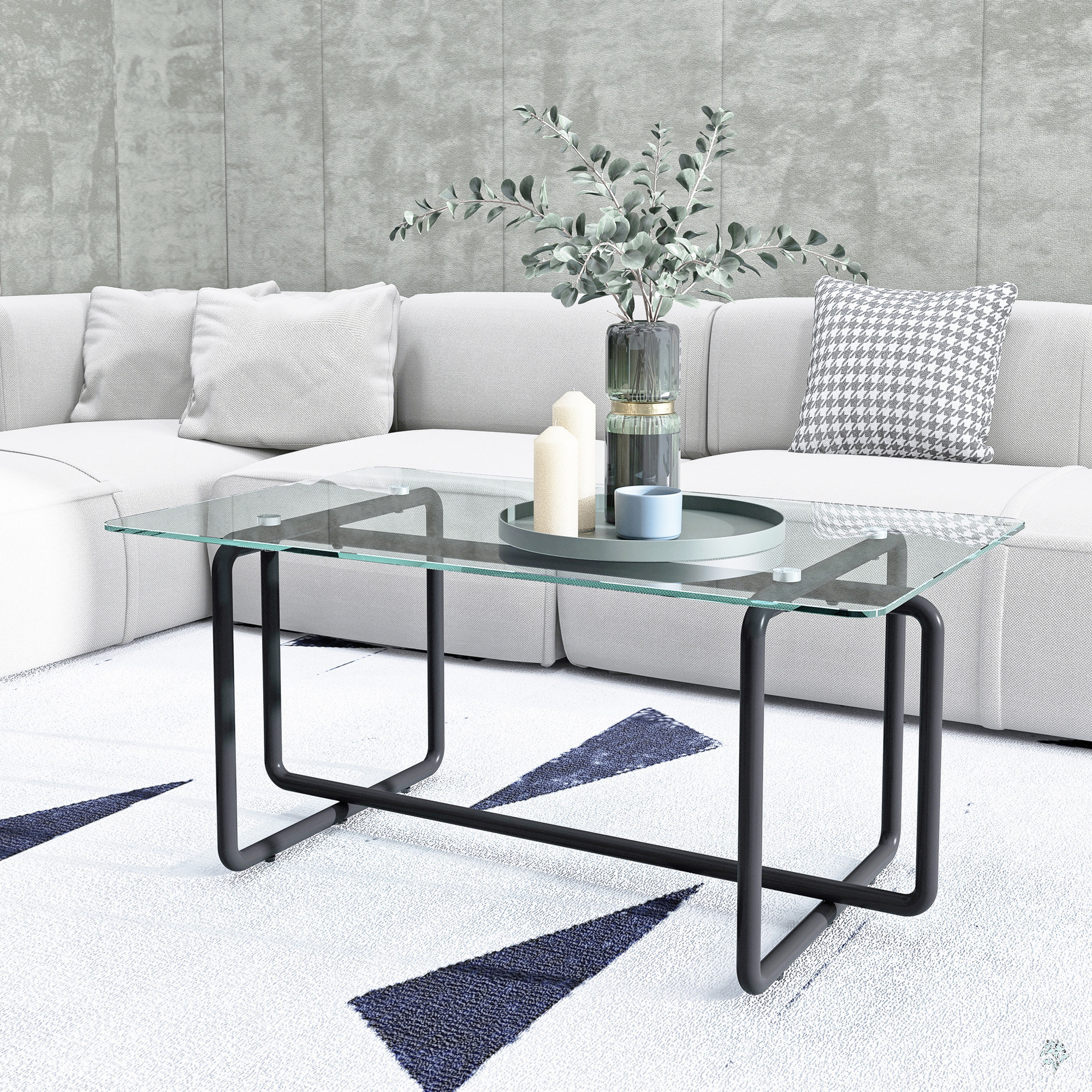 Wrought Studio™ Modern Tempered Glass Tea Table Coffee Table | Wayfair