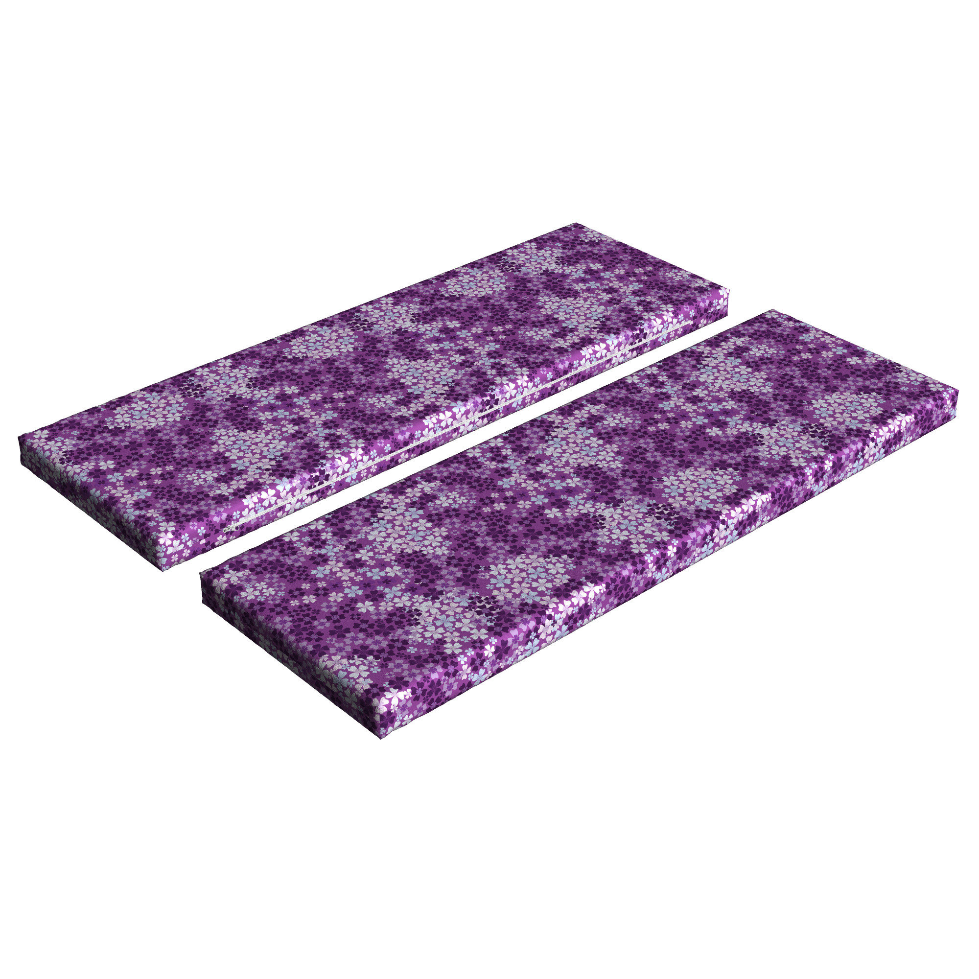 Ambesonne Flower Bench Cushion Set Of 2, Lilac Flowers Blossoms In ...