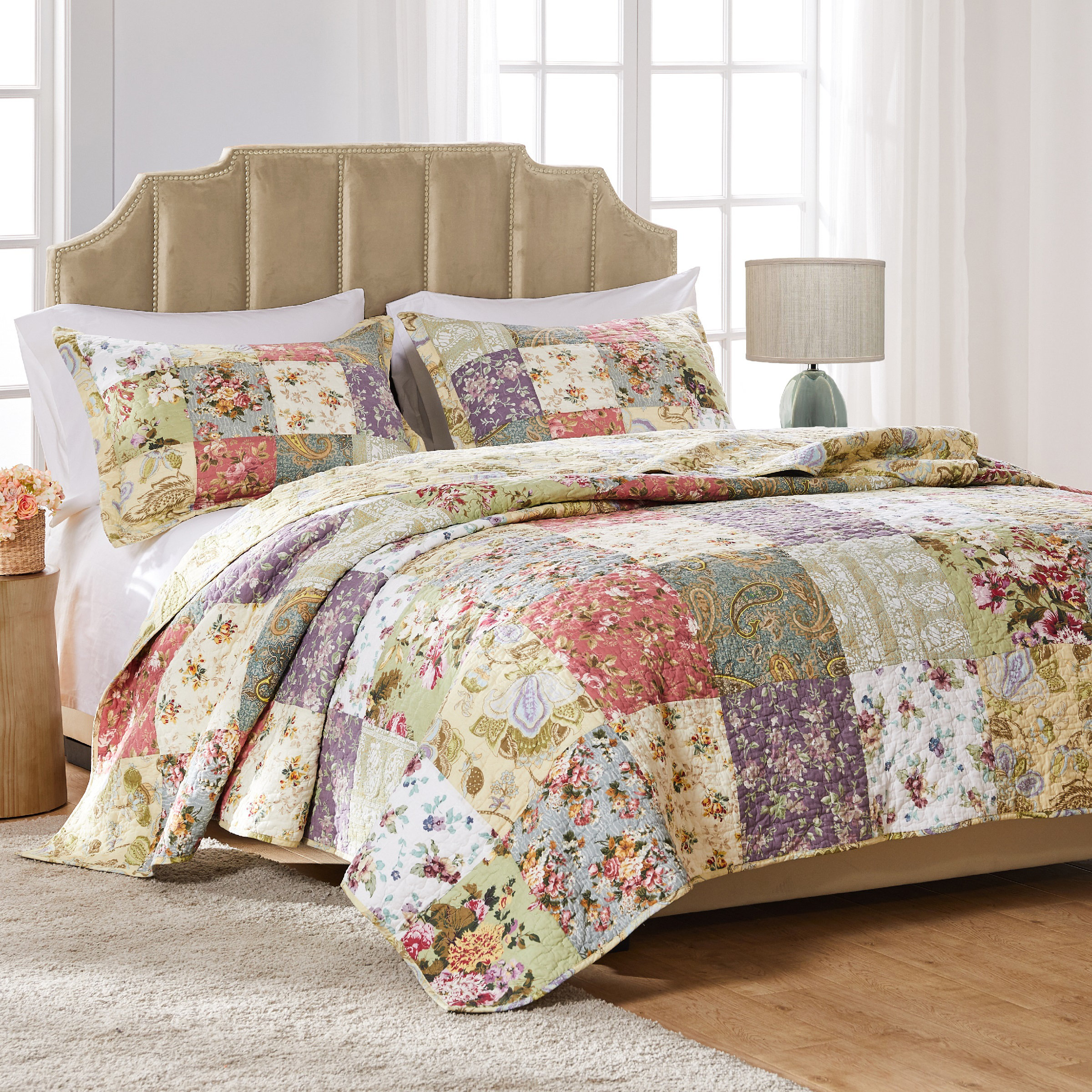 Greenland Home Fashions Blooming Prairie Patchwork Cotton Reversible ...