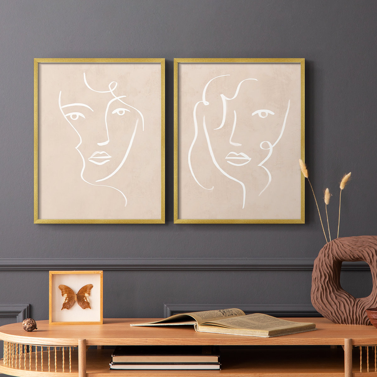 Ebern Designs Curly Face I-Premium Framed Print -Ready to Hang - No ...