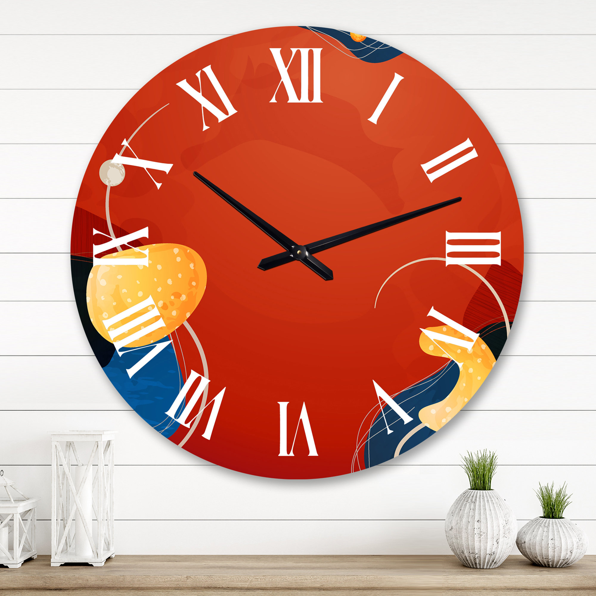 East Urban Home Fluid 90S Designs II Oversized Wall Clock | Wayfair