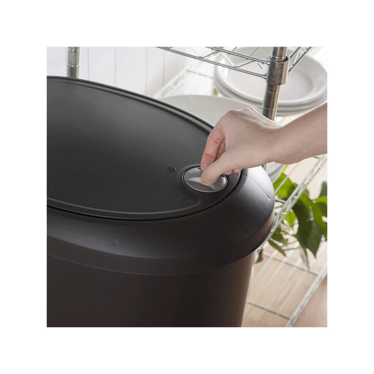 Sterilite 12.6 Gallon Locking Step On Garbage Wastebasket, Black/Grey ...