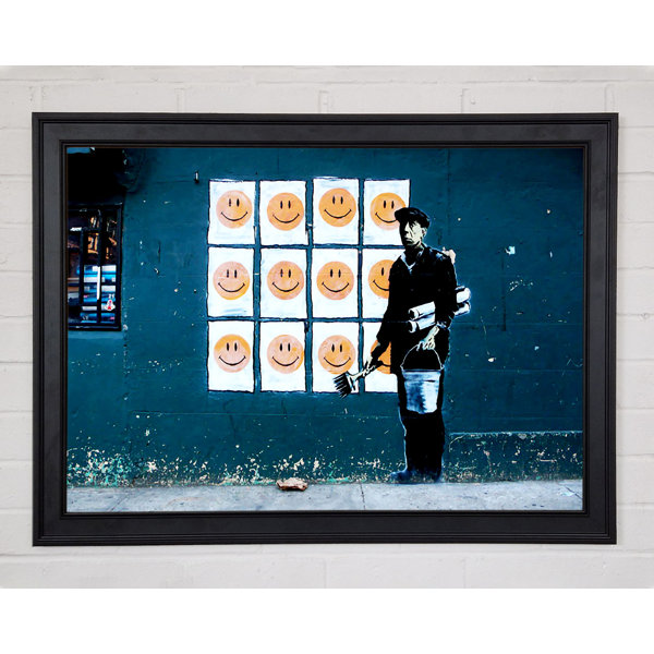 Happy Larry Smiley Face Posters Framed Print | Wayfair.co.uk