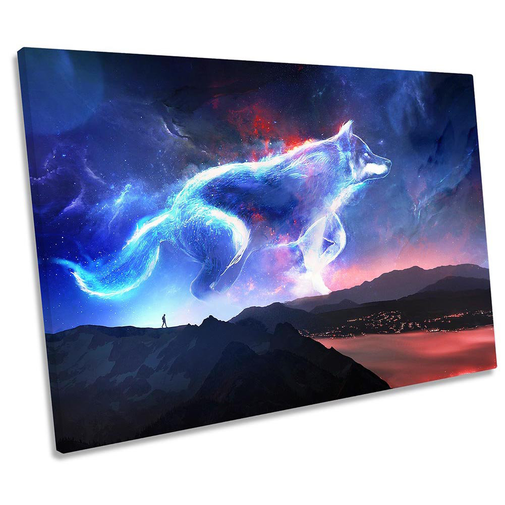 Happy Larry Wolf Mountains Modern - Wrapped Canvas Graphic Art | Wayfair.ie