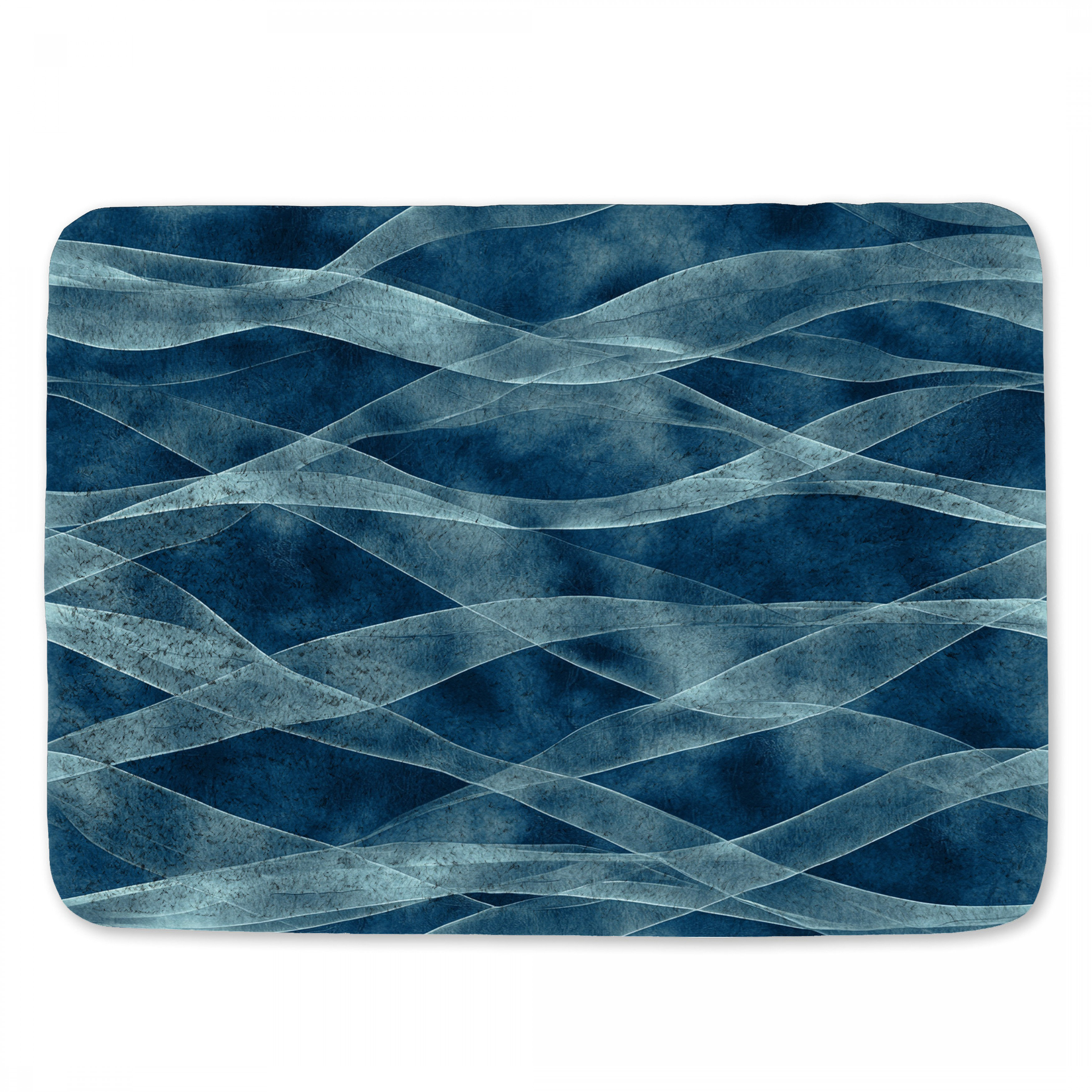 Ivy Bronx Blue Waves Bath Mat Abstract Bathroom Decor Minimalist | Wayfair
