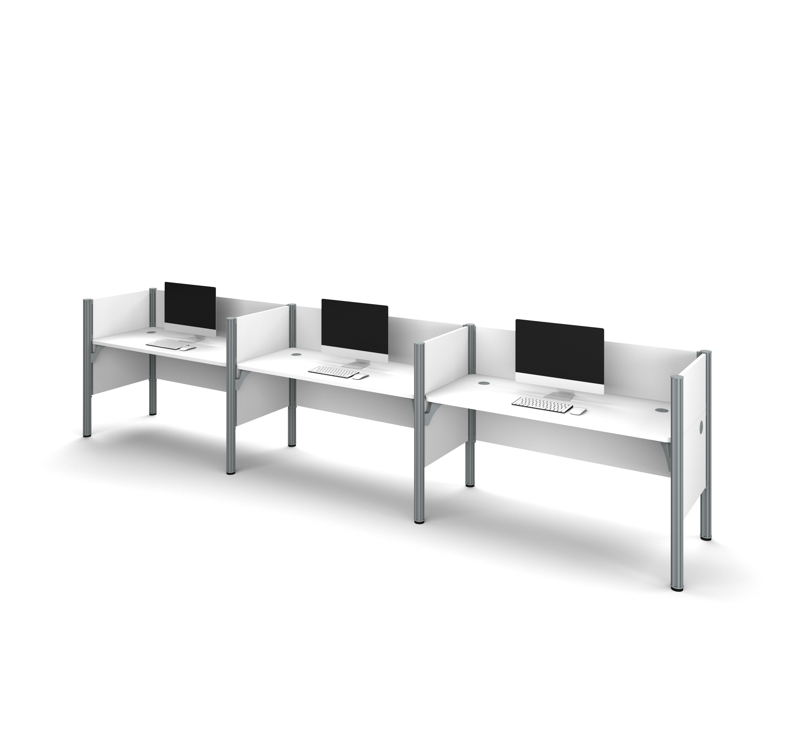 Bestar Pro-Biz Triple Side-by-Side Workstation with 3 Privacy Panels ...