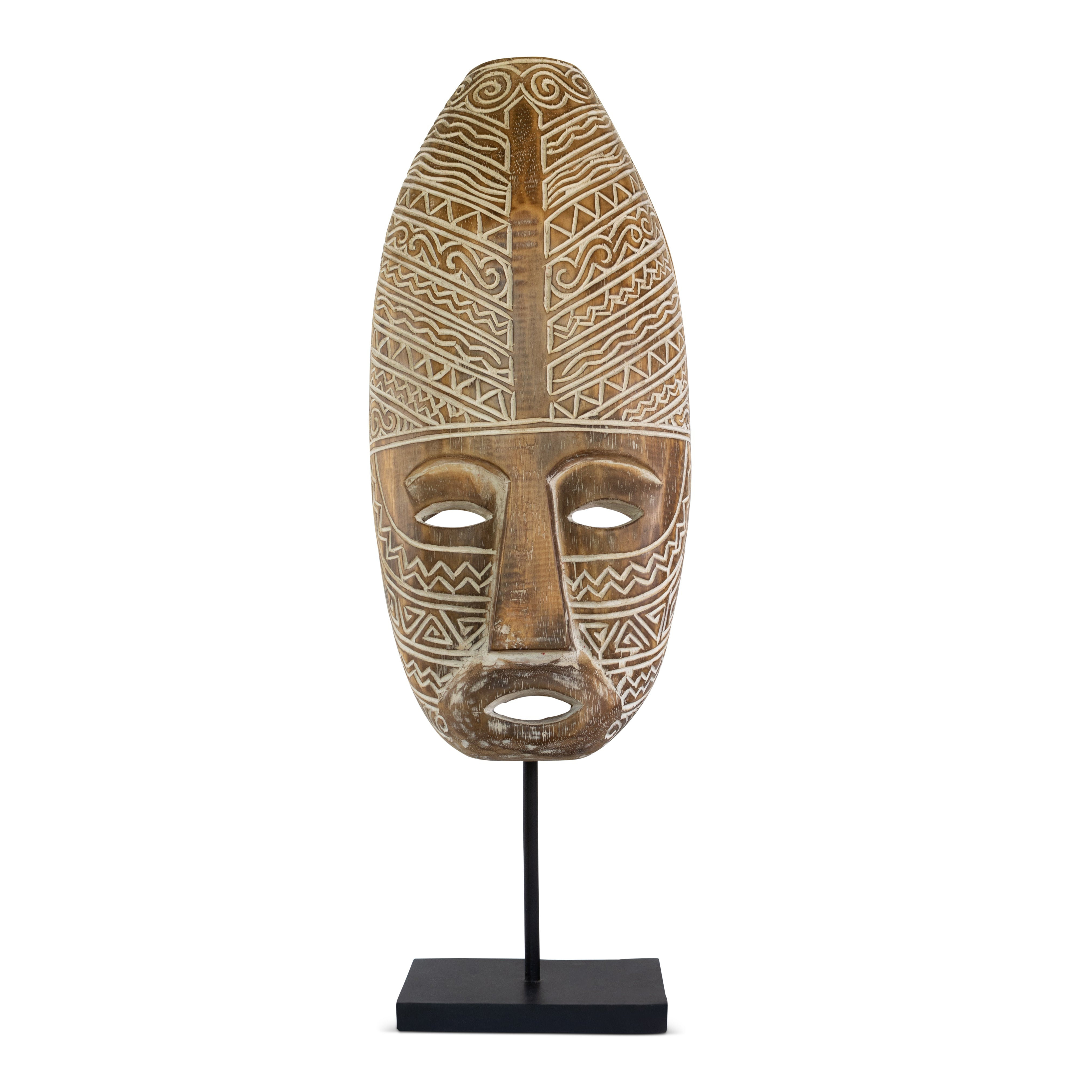Bungalow Rose 21" Wooden Hand Carved Tribal Ethnic Primitive Mask On ...