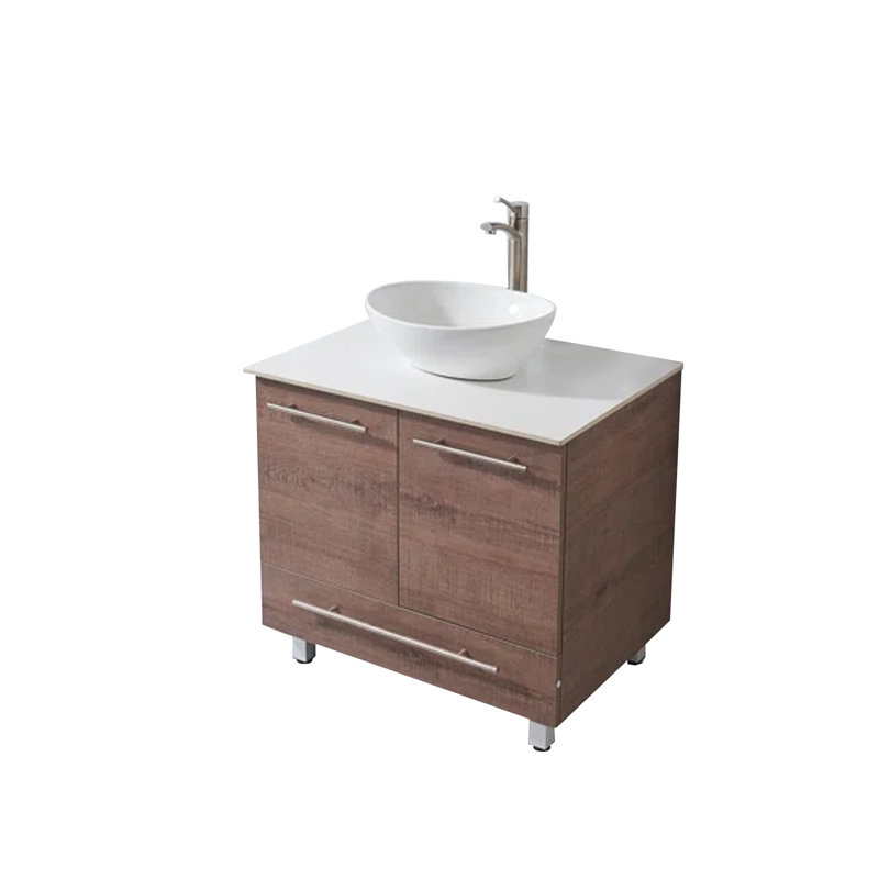 Ebern Designs Raymir 30'' Brown Modern Free-standing Vessel Sink Single ...