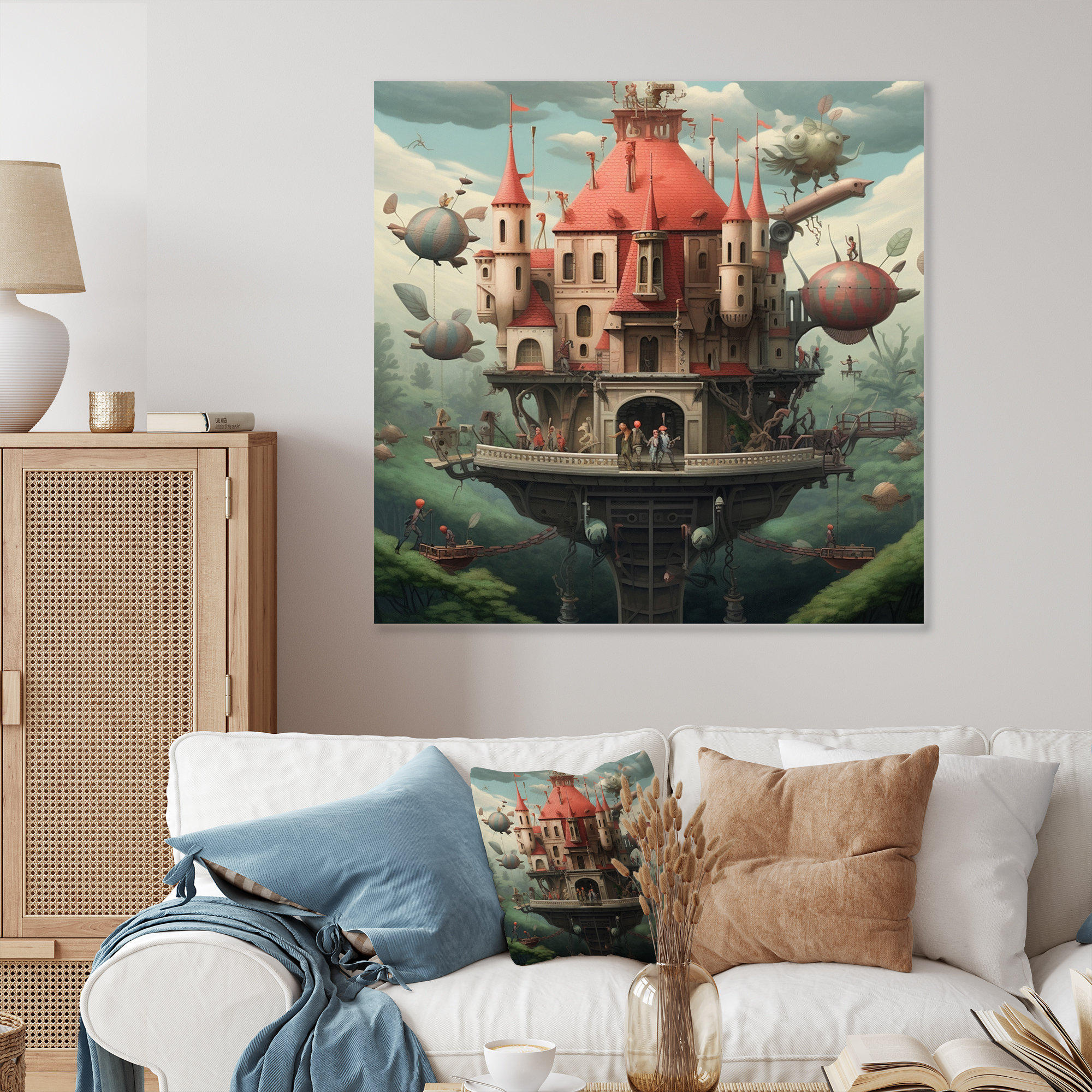 Red Barrel Studio Surrealism Village In Forest I - Surrealism Metal ...