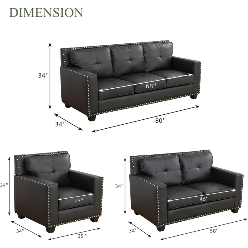 Hokku Designs 3-Piece Living Room Sofa Set | Wayfair