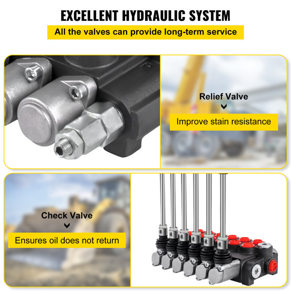 VEVOR Hydraulic Directional Control Valve, 6 Spool Hydraulic Spool ...