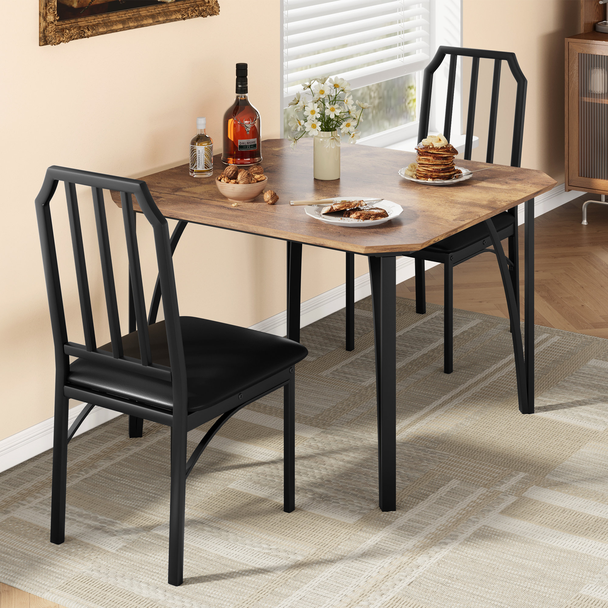 Wrought Studio™ Dining Table Set, Kitchen Table and Chairs with Chamfer ...