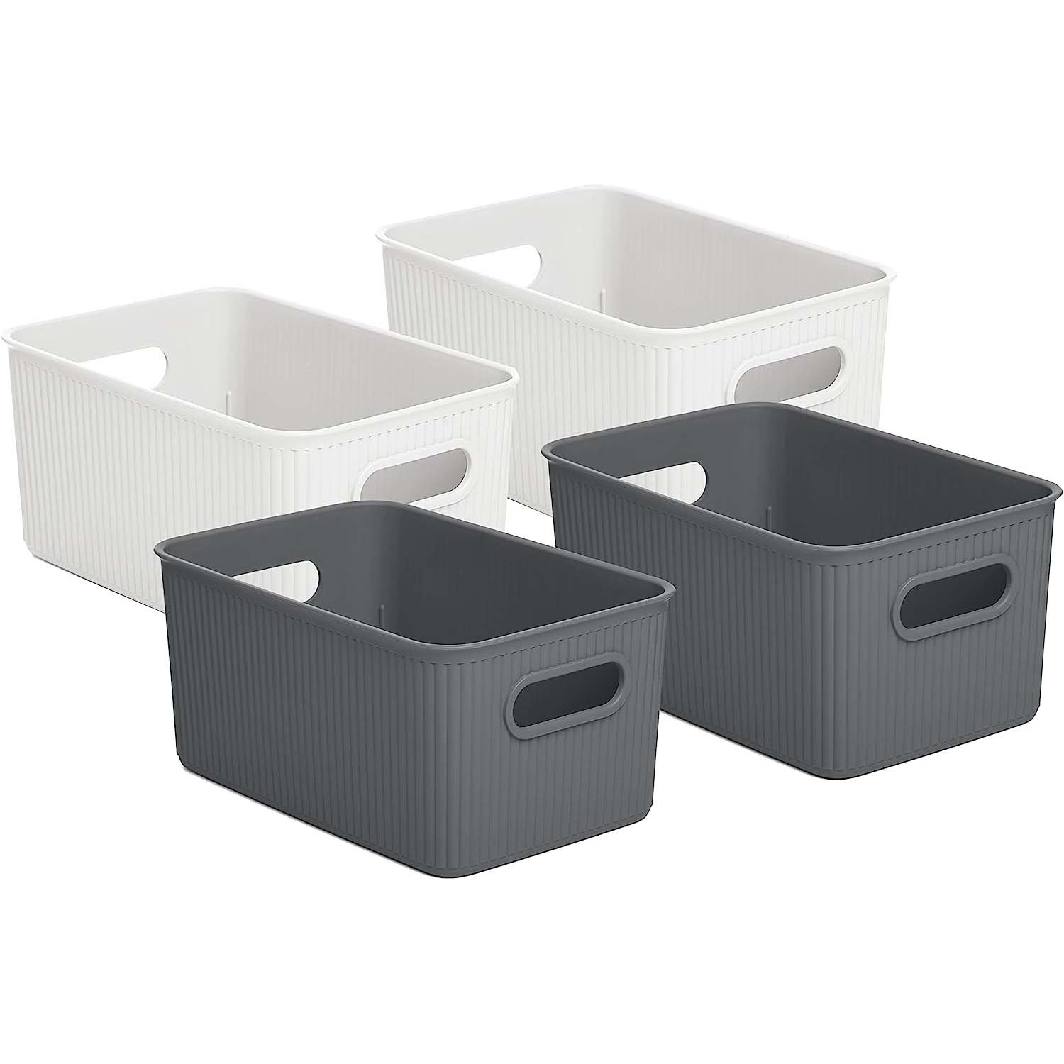 Latitude Run® Ribbed Plastic Storage Bin Set | Wayfair