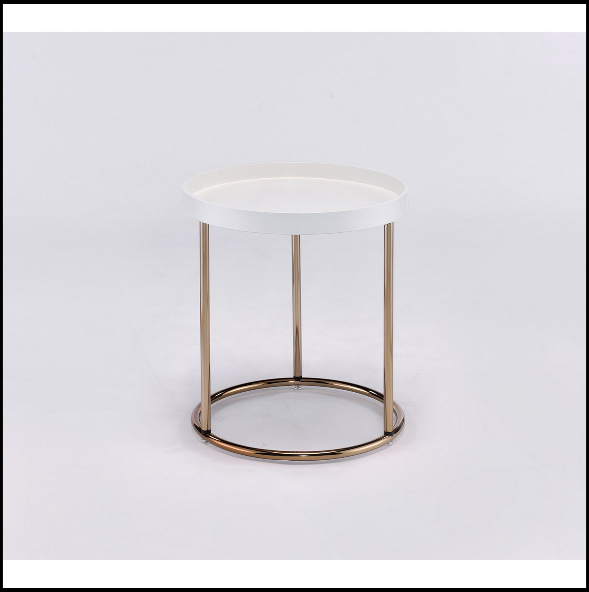 George Oliver 21.75" White Edie Mid-Century Lipped Edge Side Table W ...