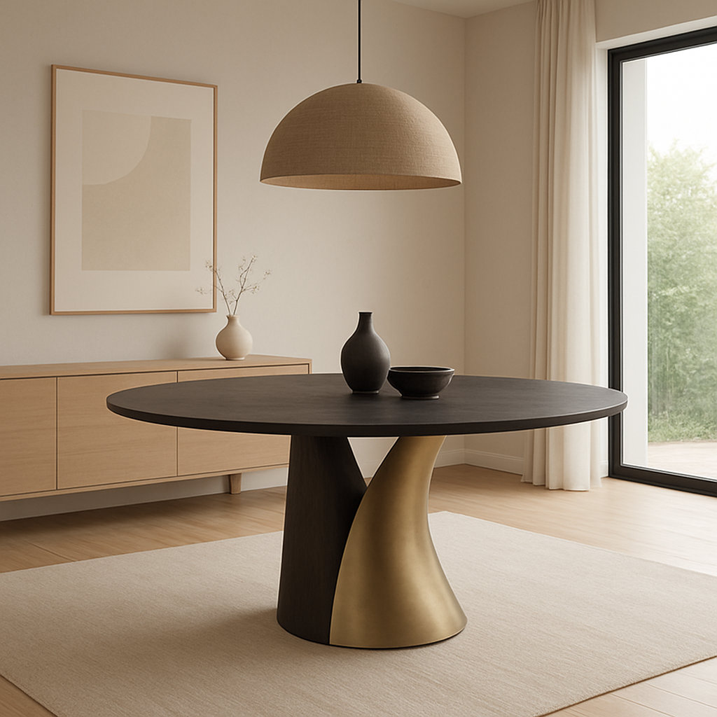 Millwood Pines Lunaris Oval Dining Table – Espresso Wood Top with Gold ...
